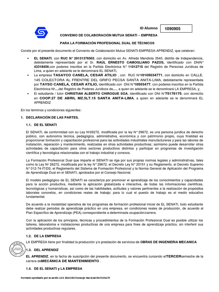Formato - Convenio de Colaboración Mútua. | PDF | Educación vocacional | Arbitraje