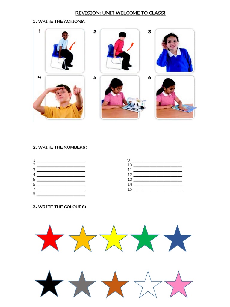 Revision - Unit Welcome To Class | PDF