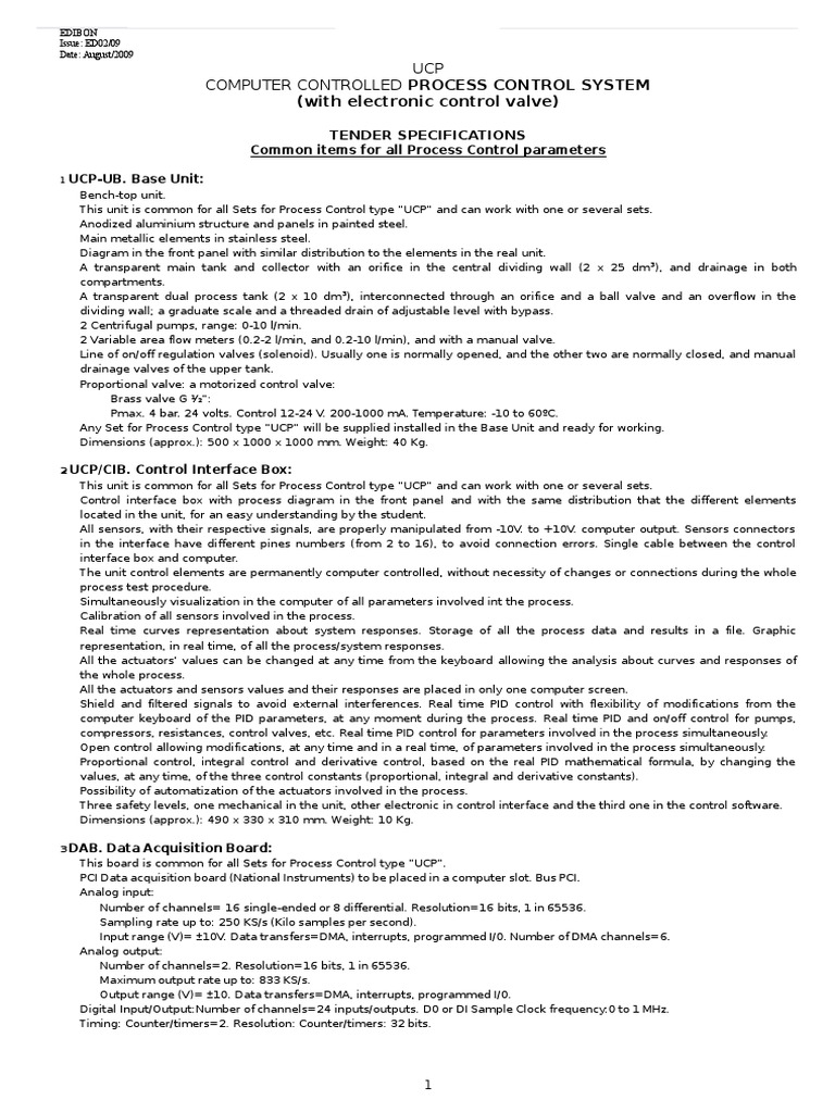 UCP Computer Controlled Process Control System: (With Electronic ...