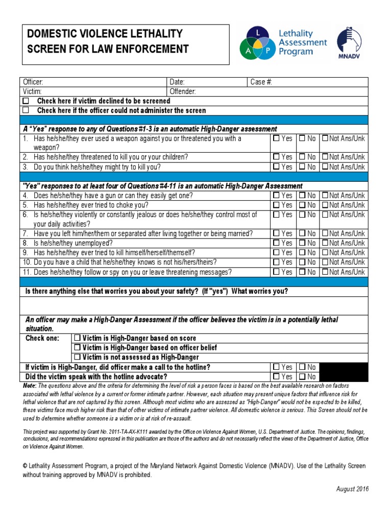 LAP Questions | Violence | Domestic Violence