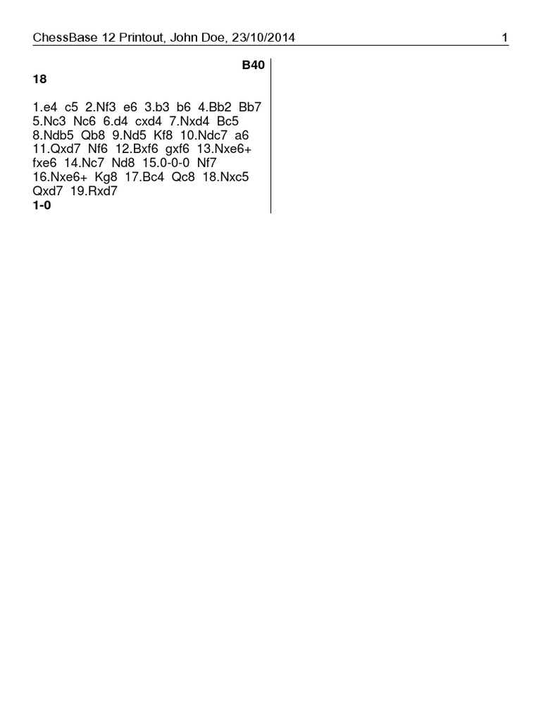 Chessbase 12 Printout, John Doe, 23/10/2014 1 | PDF
