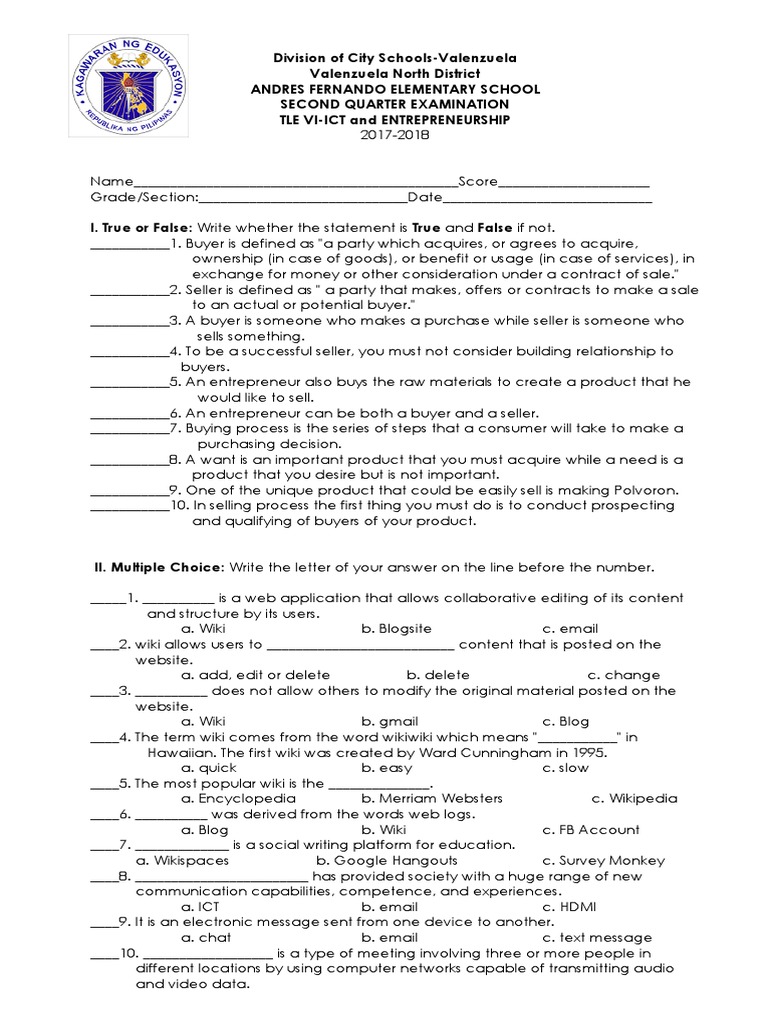 2nd Quarter TLE ICT | PDF | Wiki | Sales