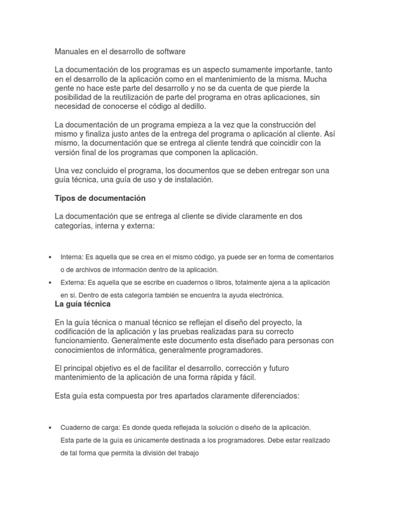 Manuales en El Desarrollo de Software | PDF | Programa de computadora ...
