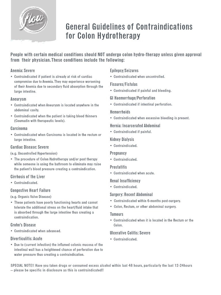 Flow Colonics General Guidelines | PDF | Large Intestine | Ulcerative ...