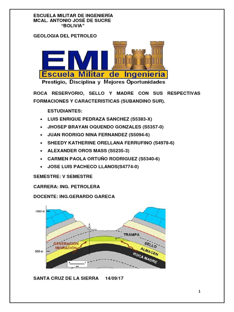 Informe Roca Reservorio, Sello y Madre y Sus Caracteristicas | PDF ...