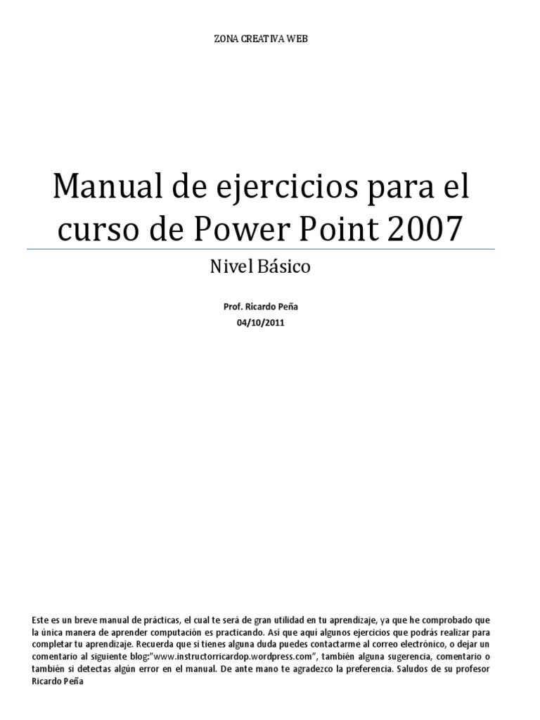 Manual de Ejercicios de Power Point | PDF | Microsoft PowerPoint | Modificación de comportamiento