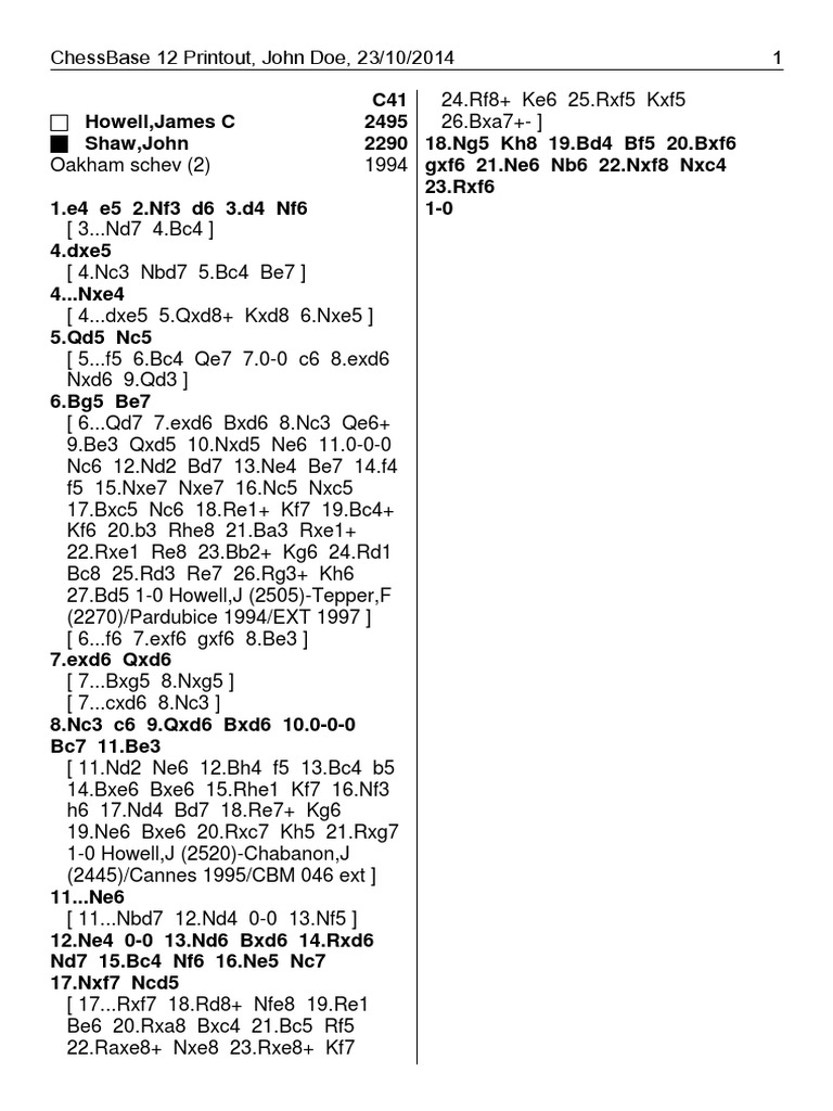 Chess Opening Analysis: Annotated Chess Game with Evaluation of ...