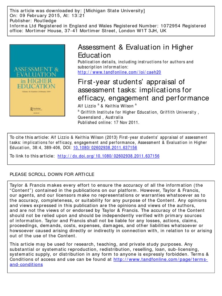Assessment & Evaluation in Higher Education | PDF | Educational ...