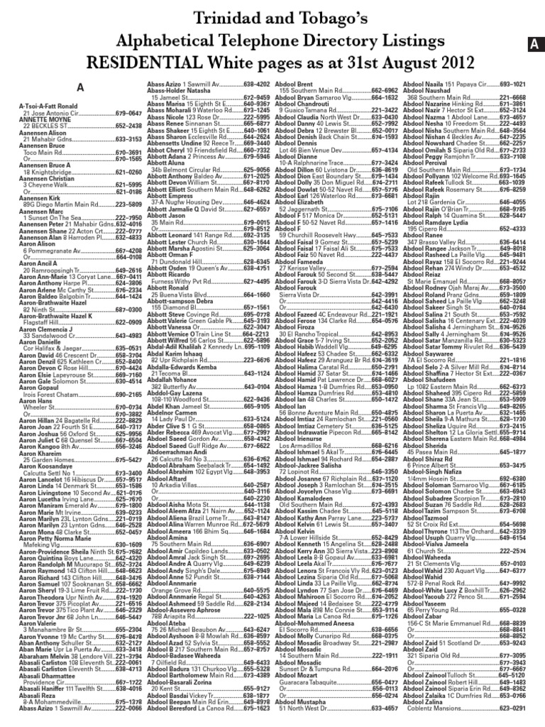 TSTT White Pages PDF | PDF