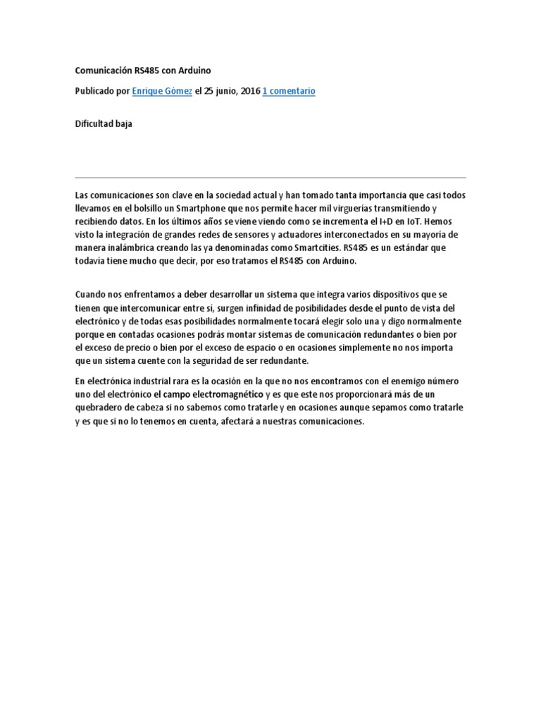 Proyecto - 1 Comunicación RS485 Con Arduino | PDF | Duplex (Telecomunicaciones) | Arduino