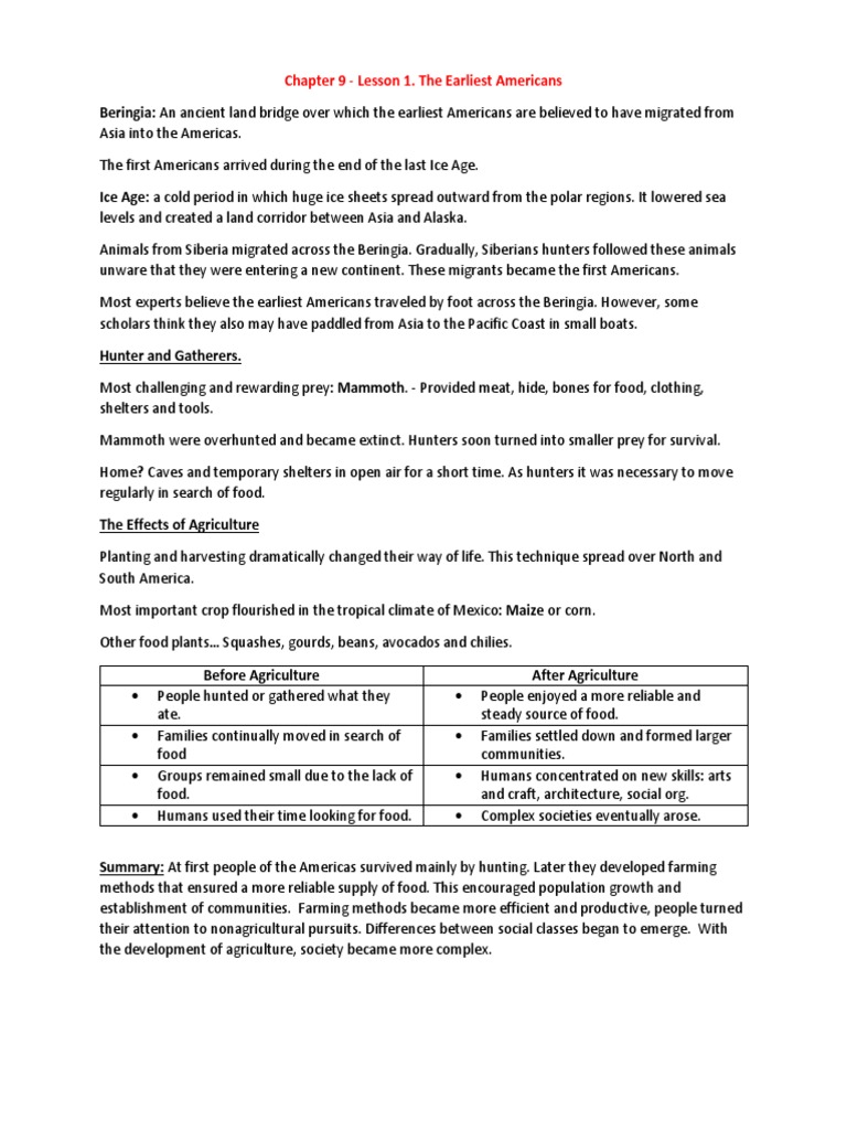 Chapter 9 - Lesson 1. The Earliest Americans | PDF | Mesoamerica ...