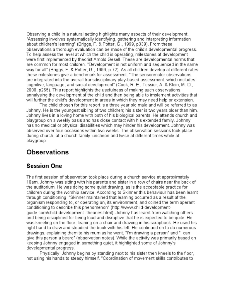 Observation Report | PDF | Cognitive Science | Cognition