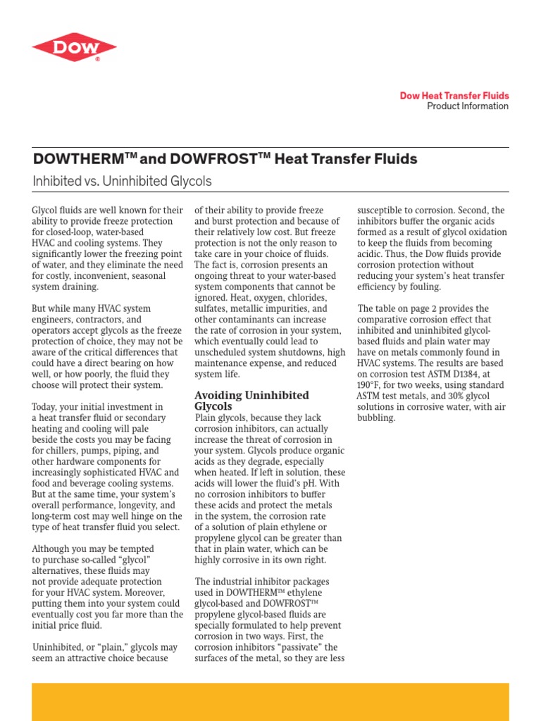 DOW Inhibited Vs Uninhibited Glycol | PDF | Coolant | Corrosion