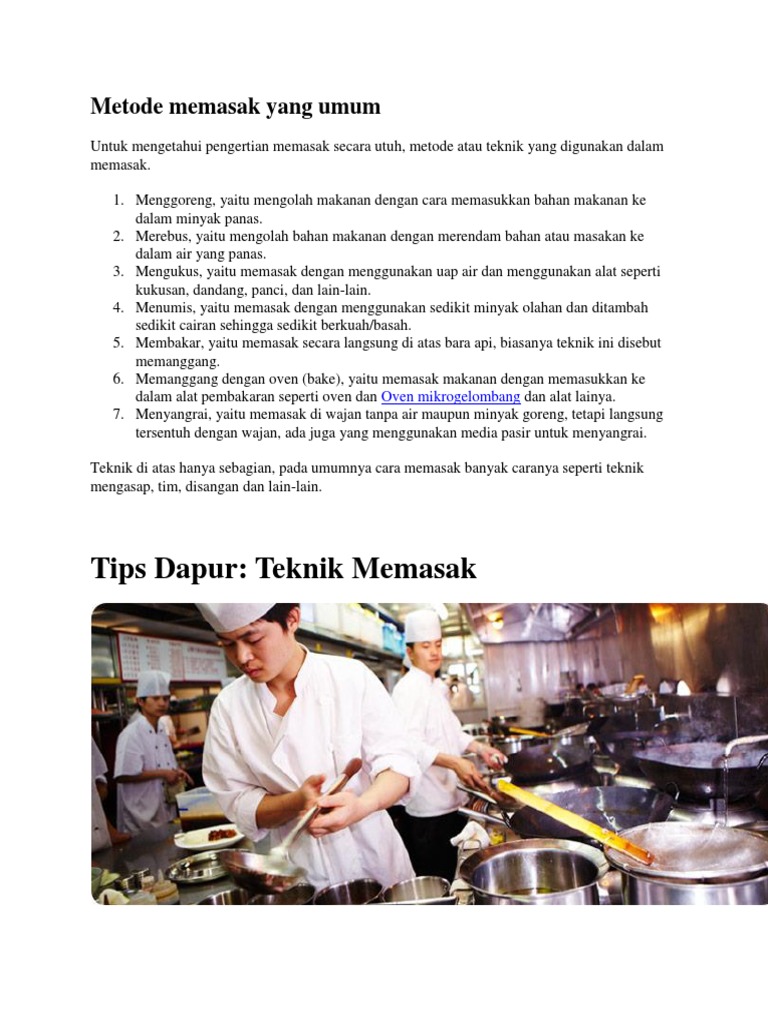 Metode Memasak Yang Umum | PDF