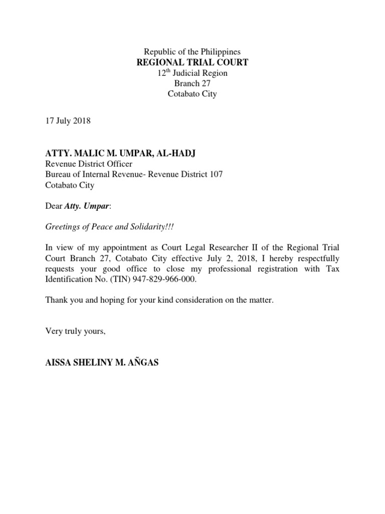 Letter To RDO | PDF