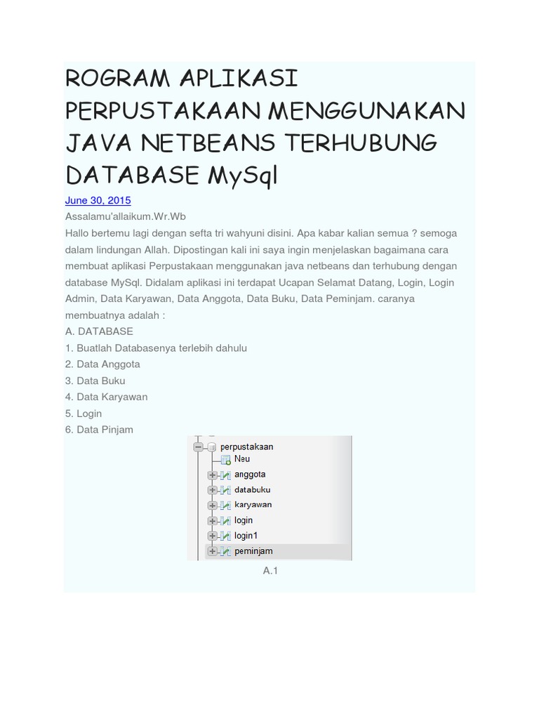 Membuat Aplikasi Perpustakaan Berbasis Java dan Database MySQL | PDF