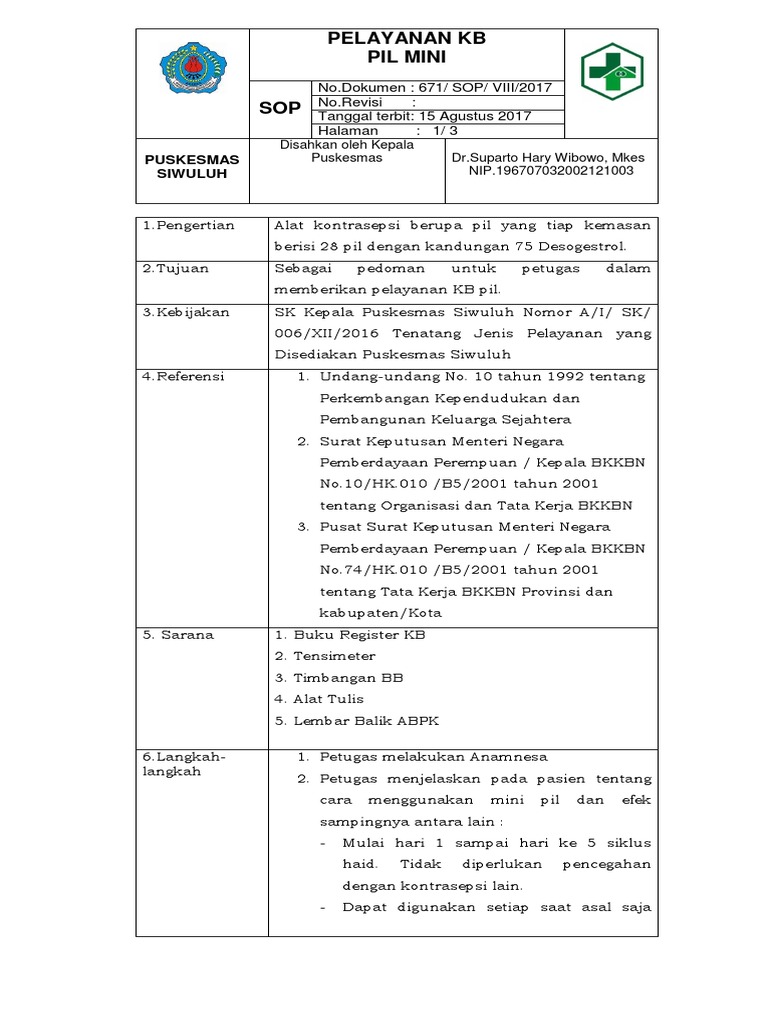 Sop KB Mini Pil Siwuluh | PDF