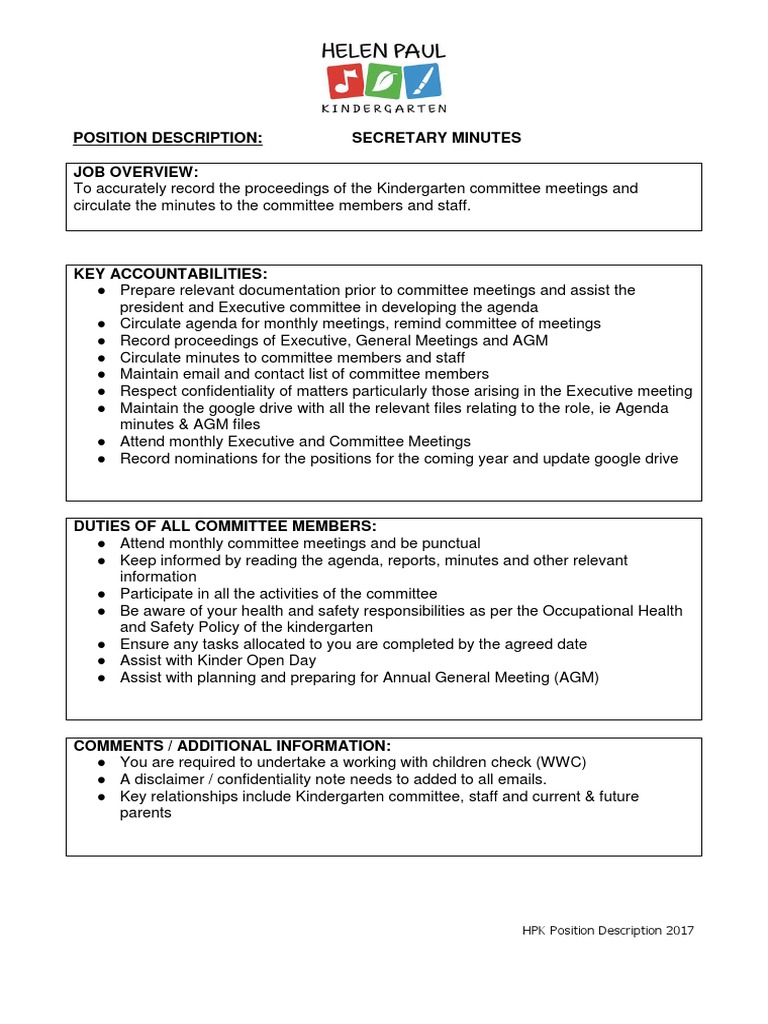 HPK Secretary Minutes | PDF