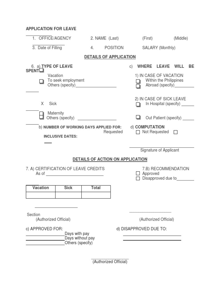 Application For Leave | PDF