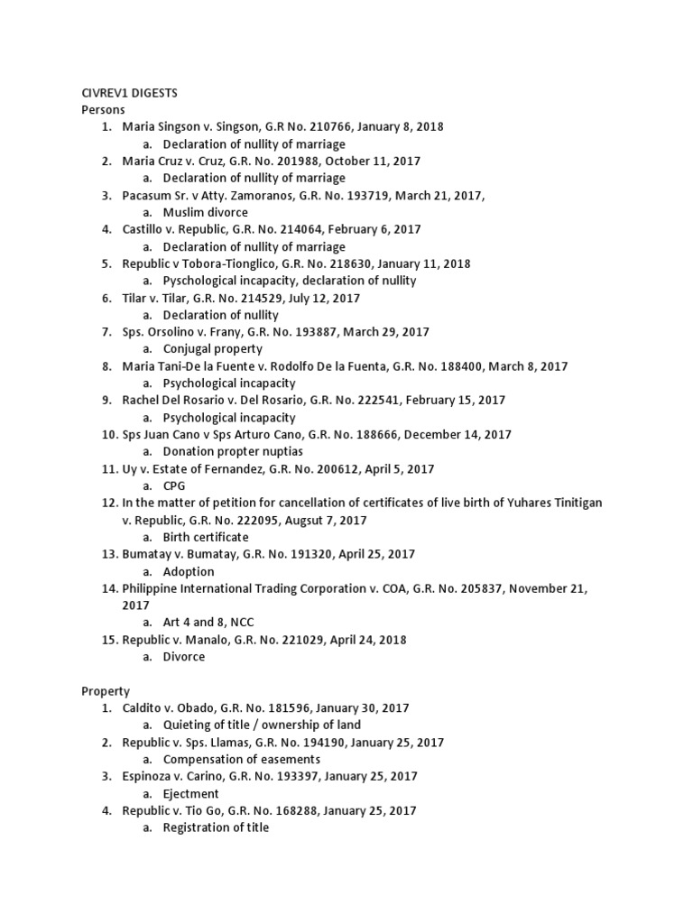 Civrev Digests | PDF | Interpersonal Relationships | Kinship And Descent