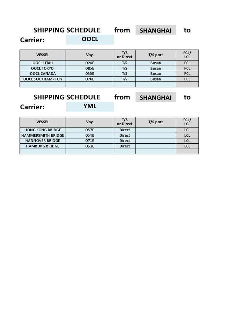 KERRY - Shipping Schedule For All Origins - LAX (Jun) | PDF | Shipping ...