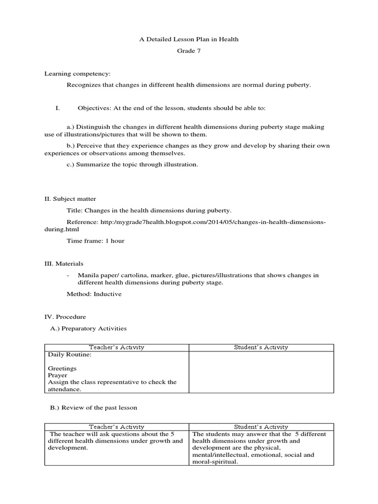 Understanding Puberty: Health Changes in Grade 7 | PDF | Adolescence ...