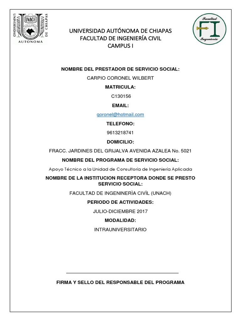 Informe Final De Servicio Social De Enfermeria Ejemplo Ejemplo Sencillo ... Informe Final De Servicio Social De Enfermeria Ejemplo Ejemplo Sencillo ...