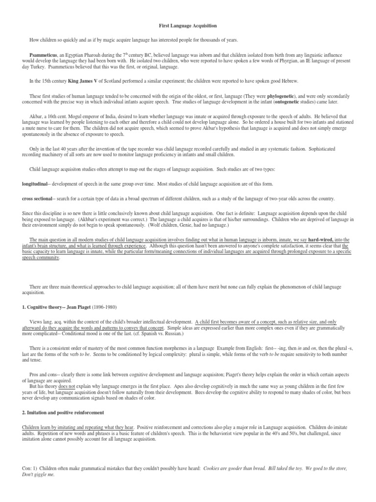 First Language Acquisition | PDF | Language Acquisition | Syntax