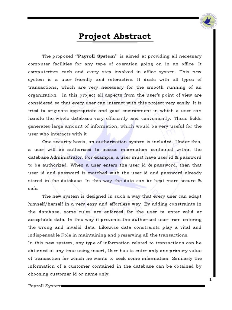 Final Payroll Project Report1 | PDF | Sql | Databases