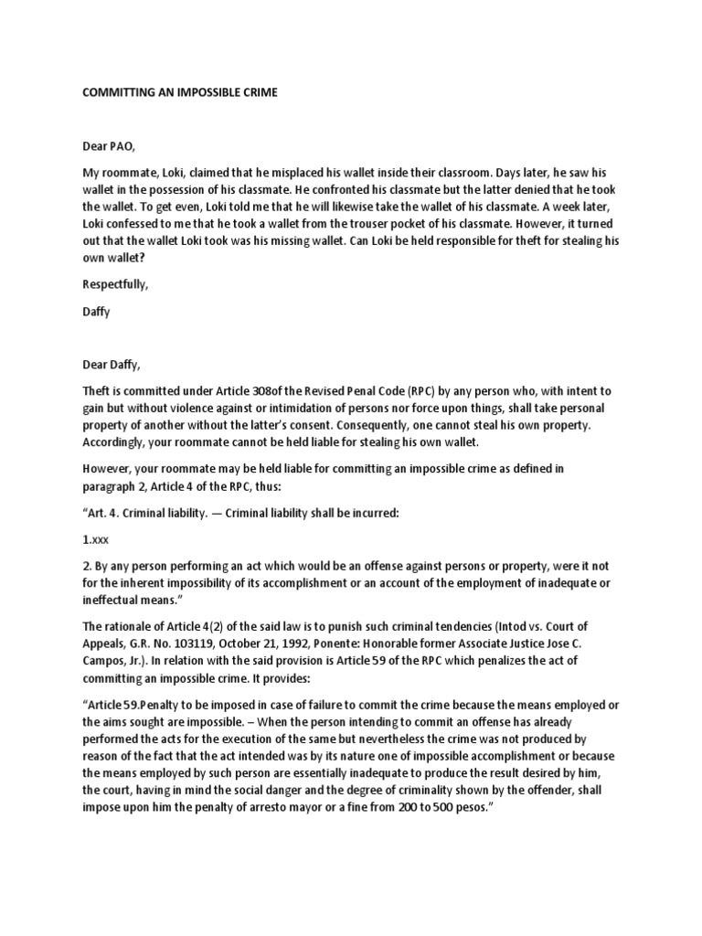 Committing An Impossible Crime | PDF | Theft | Crime & Violence