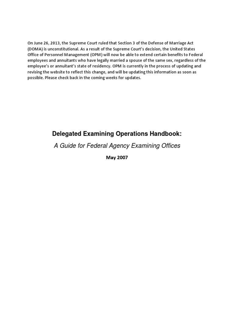 Deo Handbook PDF | PDF | Defense Of Marriage Act | United States Office ...