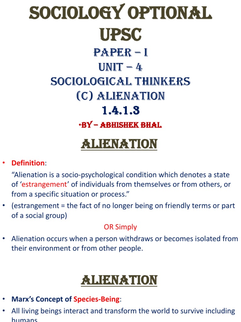 1.4.1.3 Alienation PDF | PDF | Marx's Theory Of Alienation | Social ...