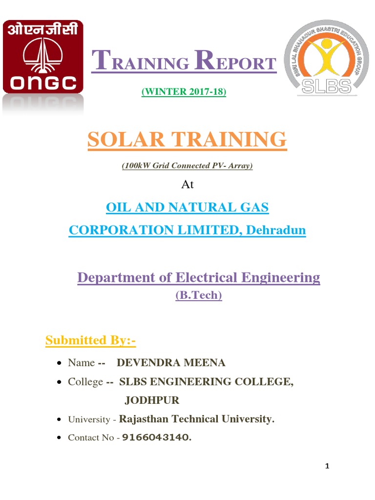 Solar Training at ONGC, Dehradhun | PDF | Solar Power | Photovoltaic System