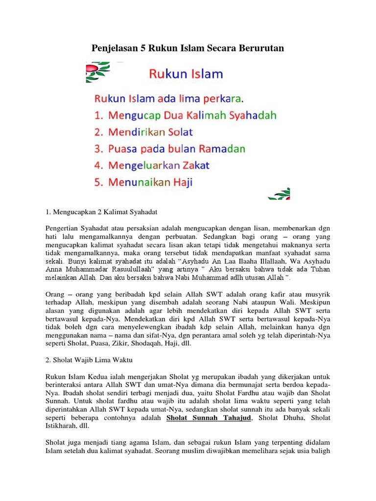 Penjelasan 5 Rukun Islam Secara Berurutan | PDF