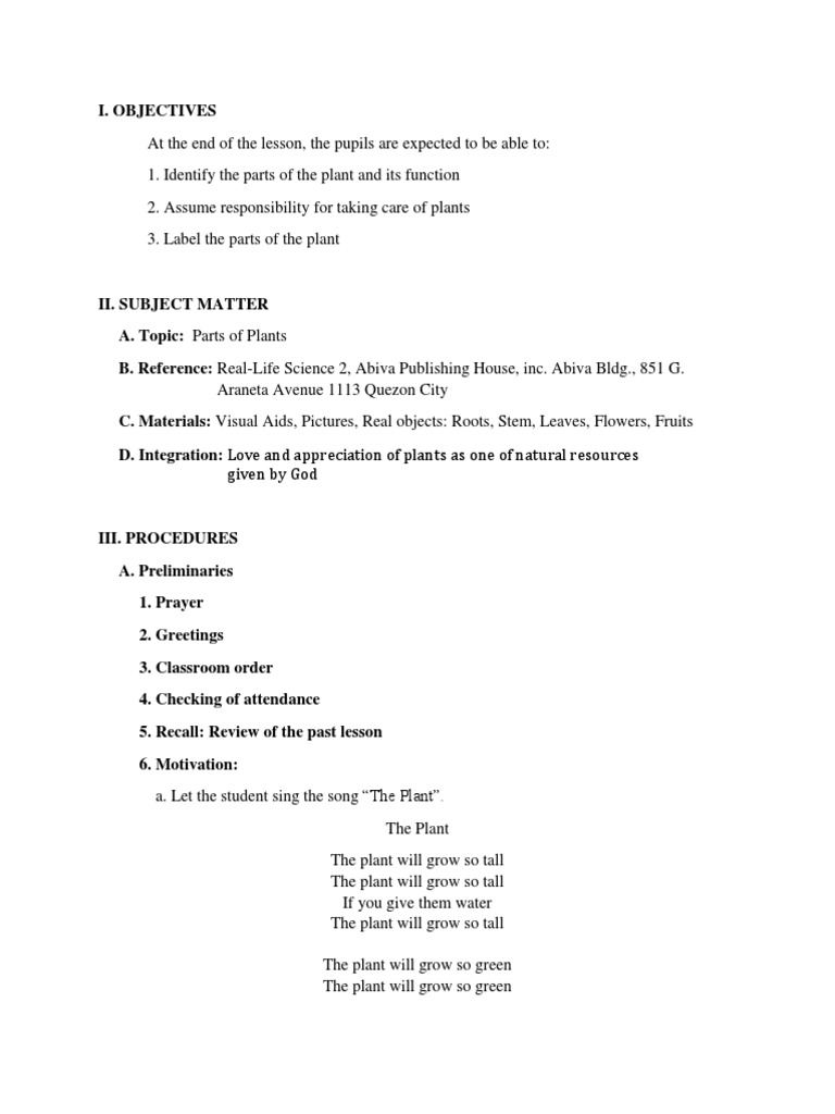 Final Demo Lesson Plan 2 | PDF | Plants | Leaf
