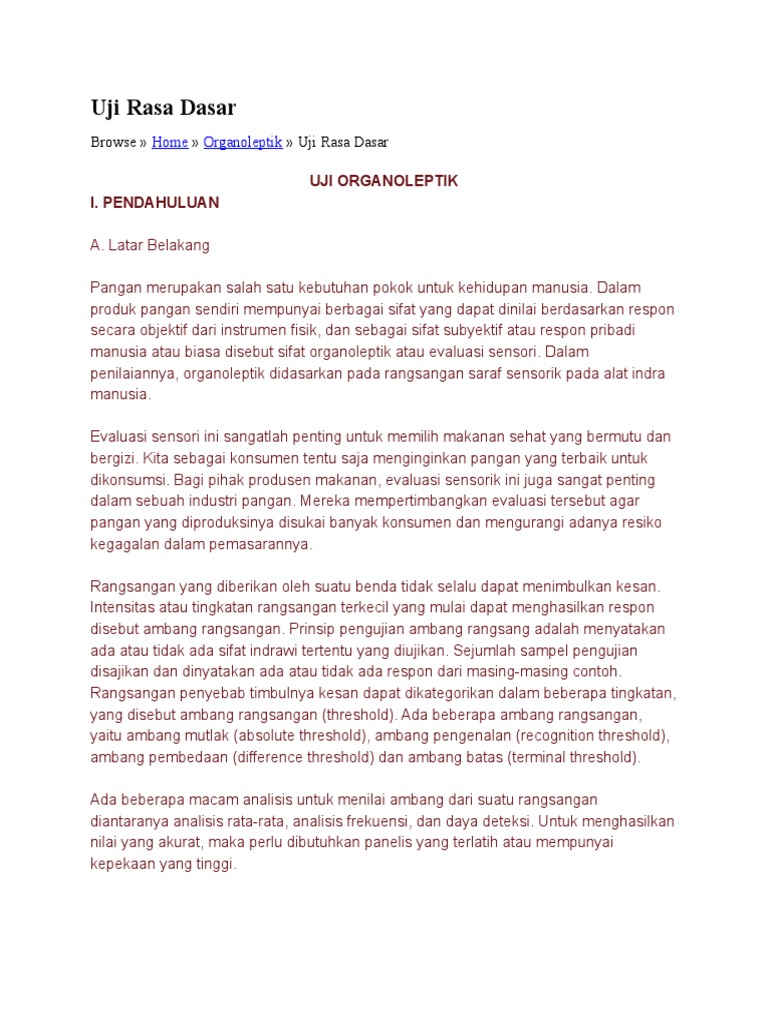 Uji Rasa Dasar | PDF