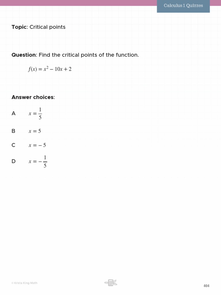 Critical Points of Various Functions | PDF | Function (Mathematics ...