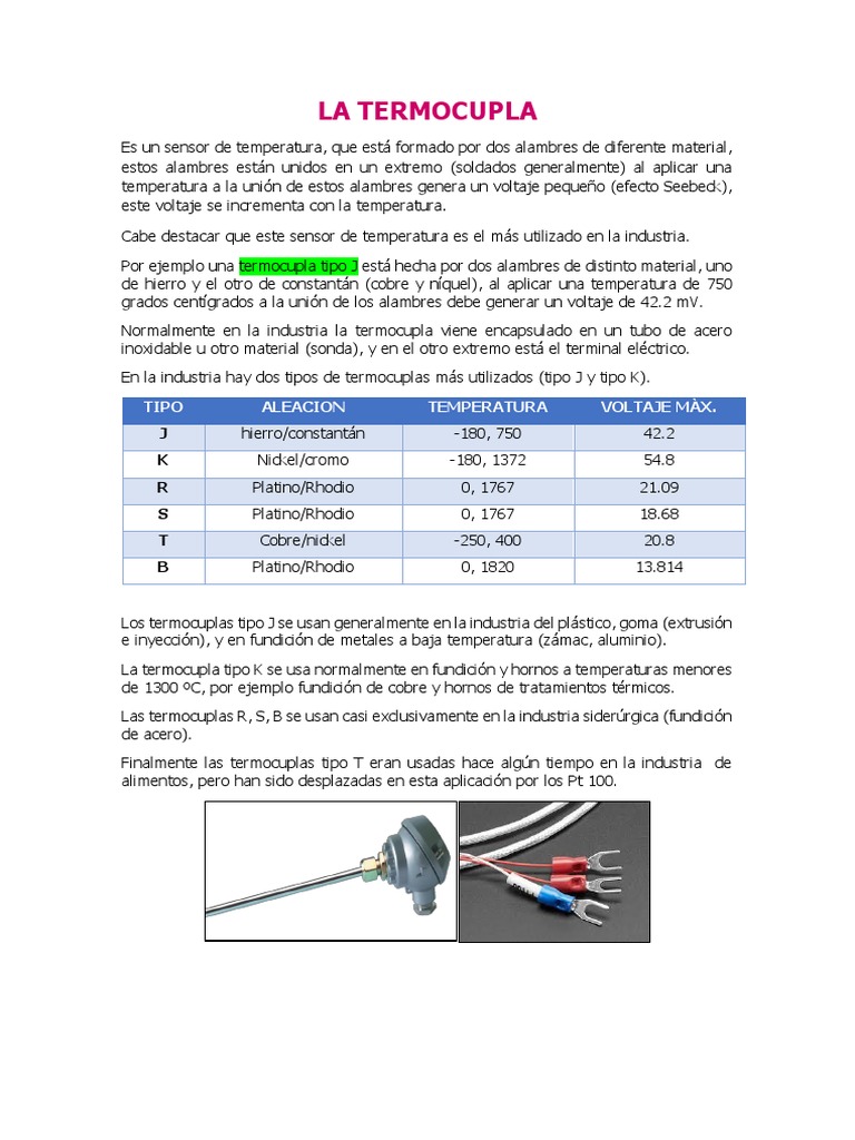 La Termocupla | PDF | Par termoeléctrico | Materiales