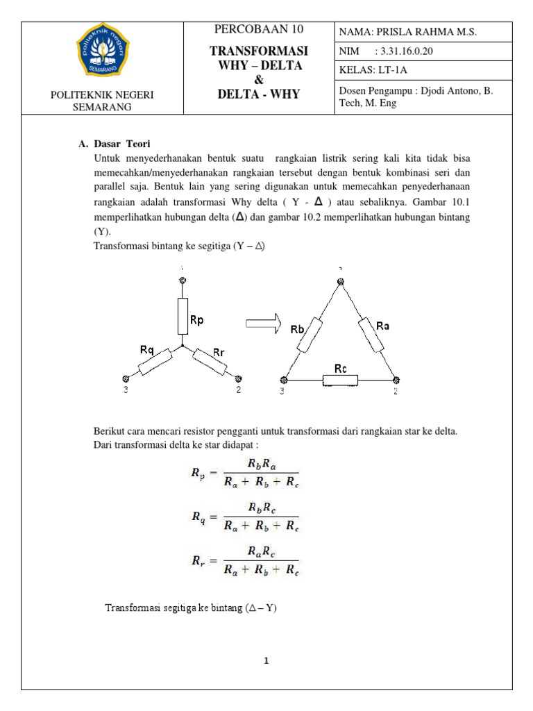 Transformasi Rangkaian Delta-Y dalam Listrik | PDF | Sains & Matematika | Teknologi & Rekayasa