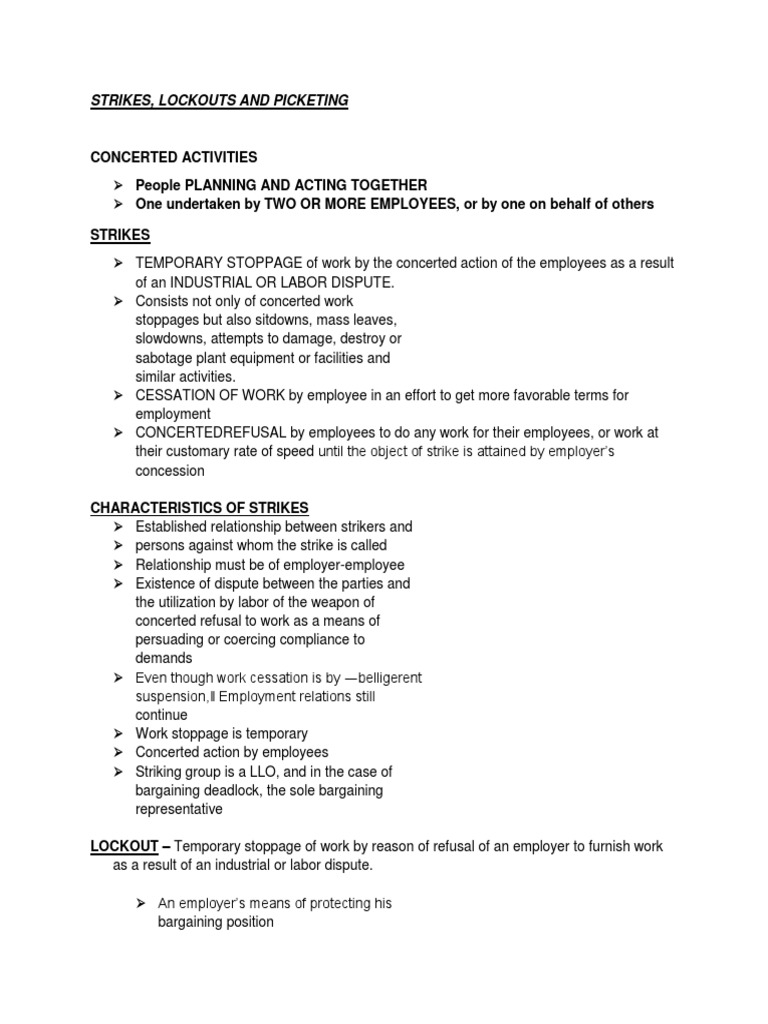 Strikes, Lockouts and Picketing | PDF | Strike Action | Lockout (Industry)