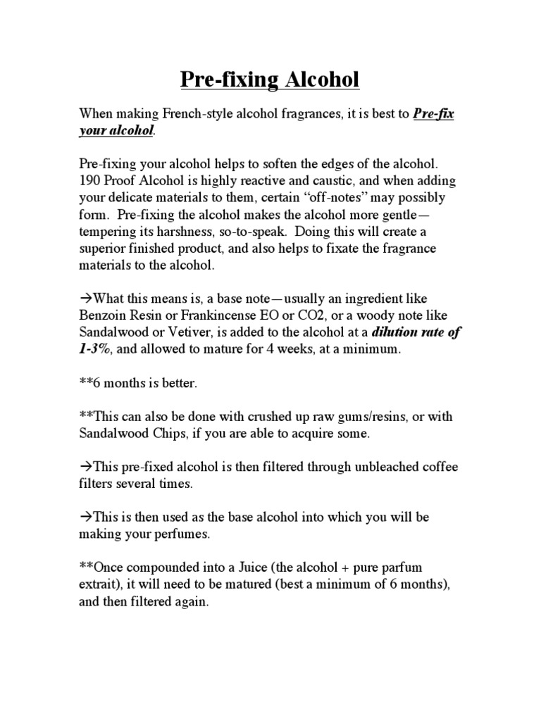 Aromatic Artistry 2 Pre Fixing Alcohol PDF | PDF | Perfume | Chemistry