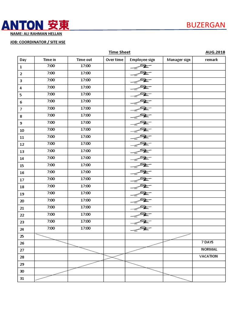 Time Sheet | PDF