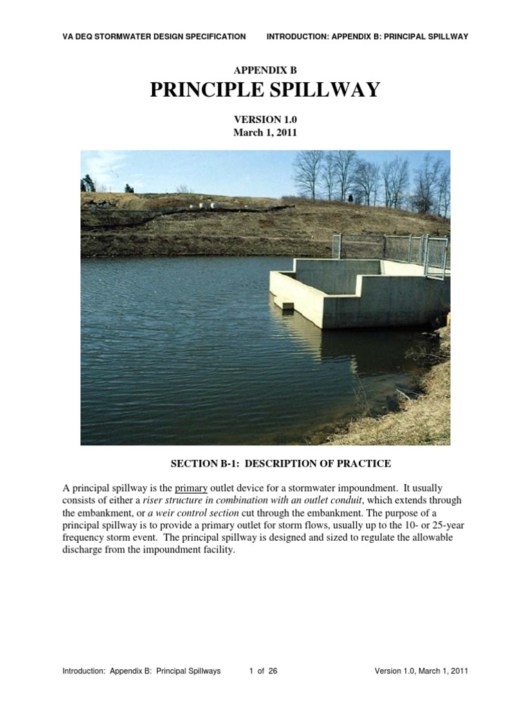 Principle Spillway: Appendix B | PDF | Spillway | Pipe (Fluid Conveyance)