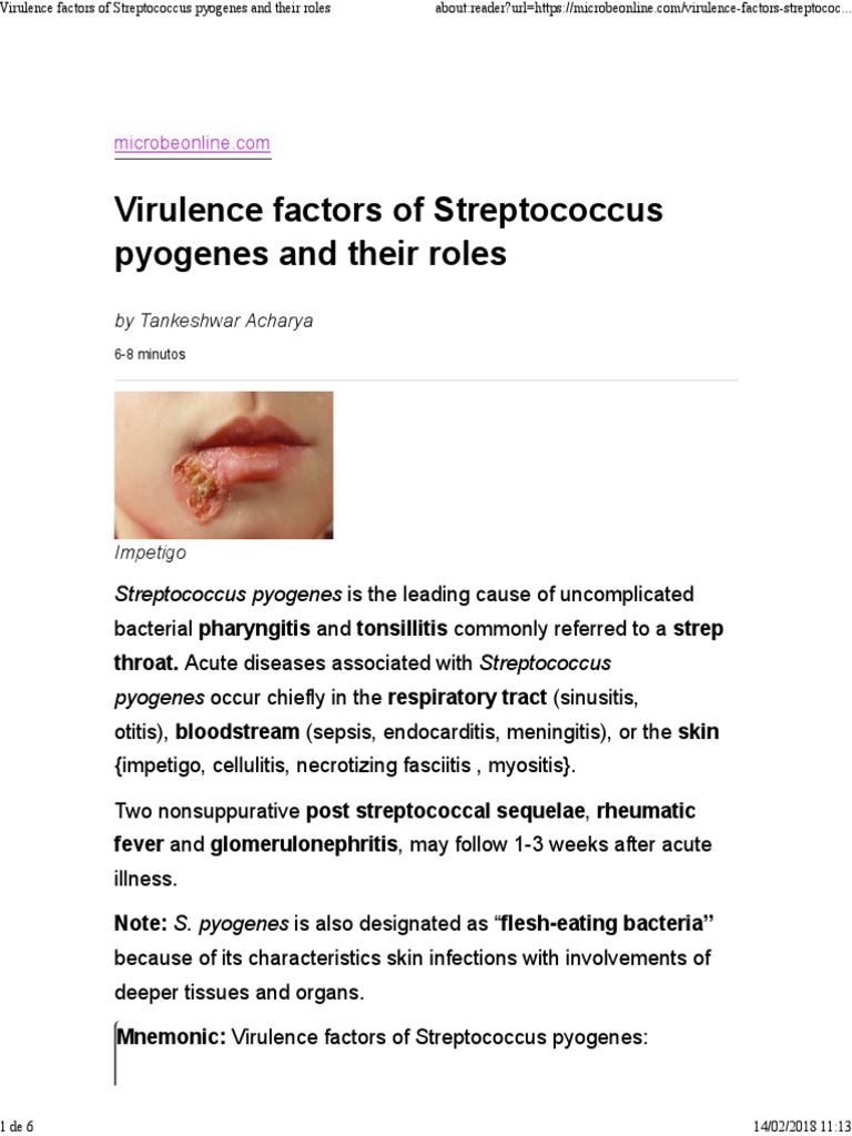 Virulence Factors Of Streptococcus Pyogenes Pdf Streptococcus Clinical Pathology