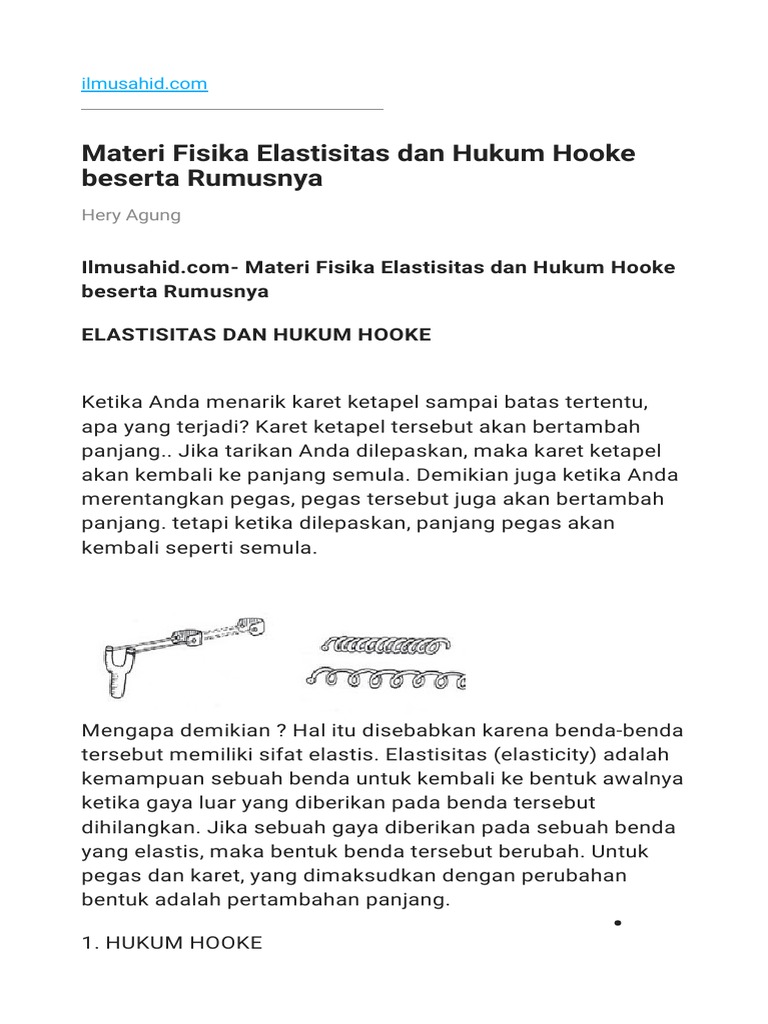 Materi Fisika Elastisitas Dan Hukum Hooke Beserta Rumusnya | PDF