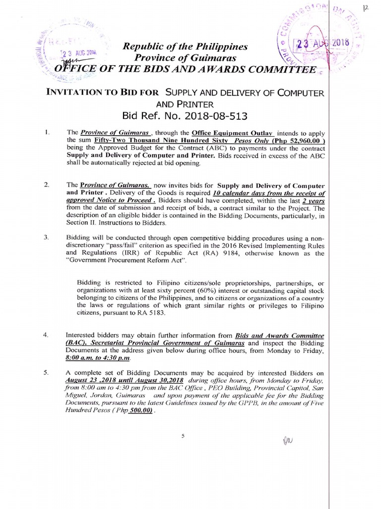 Invitation To Bid Sample | PDF