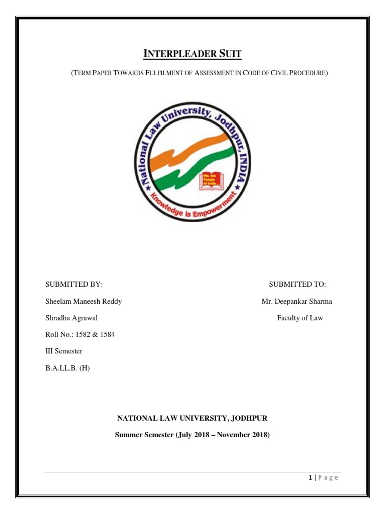 Interpleader Suits - CPC - Project | PDF | Lawsuit | Lease