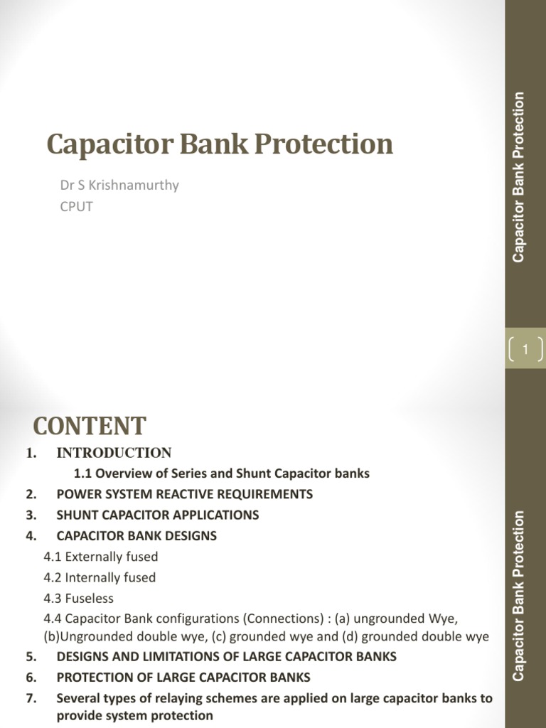 Capacitor Bank Protection Overview | PDF | Capacitor | Electric Power ...