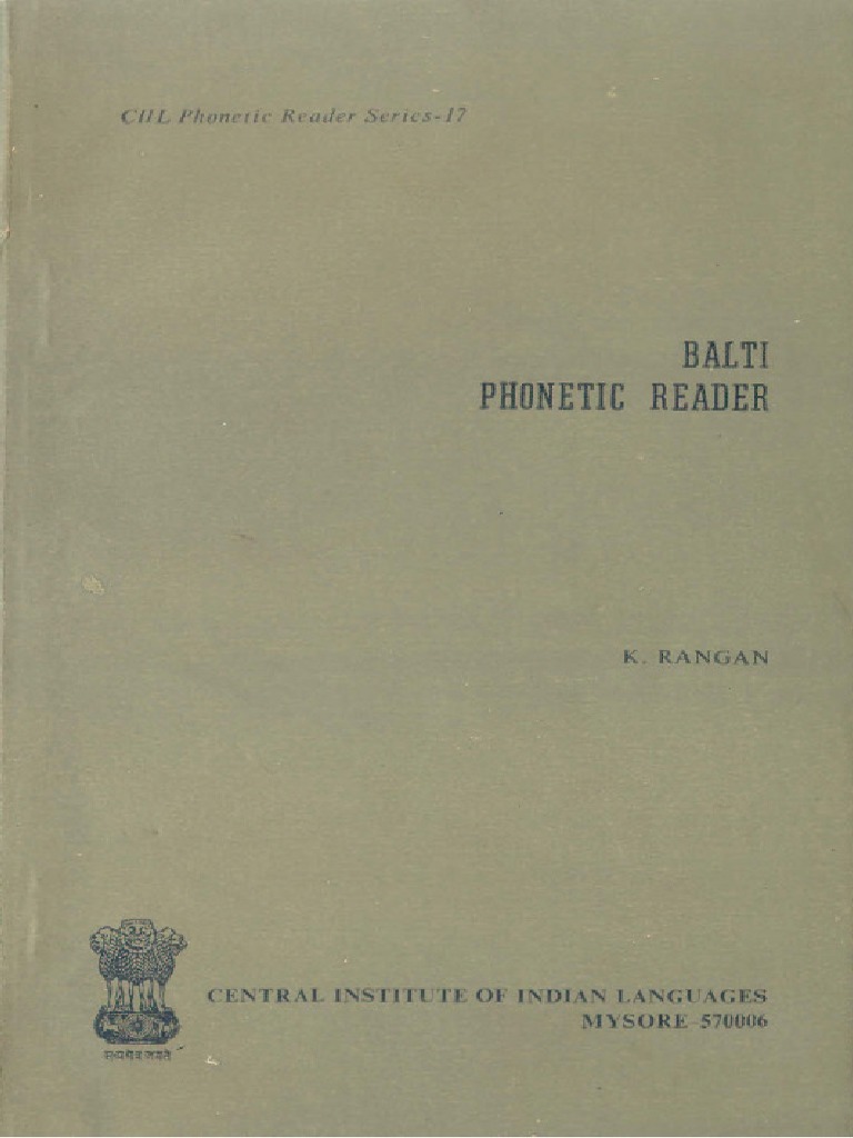 (CIIL Phonetic Reader Series - 17) K. Rangan - Balti Phonetic Reader ...