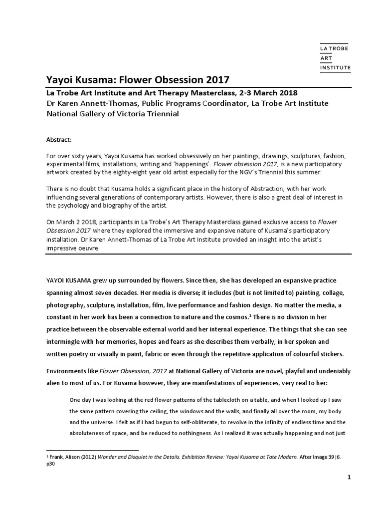 Yayoi Kusama: Flower Obsession 2017: La Trobe Art Institute and Art ...